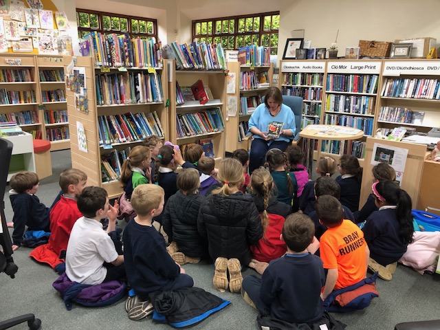 Class Library visit with author of “The Gollogans” Helen O’Sullivan